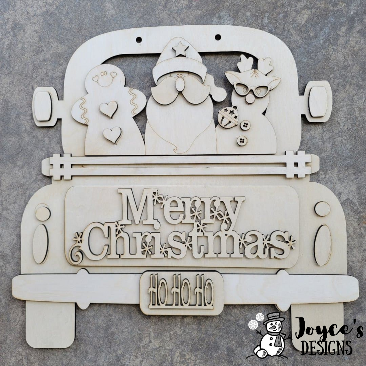 Gingerbread Santa Reindeer in Truck! Door Hanger, Christmas Wood Doorh ...